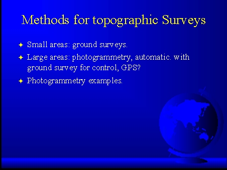 Methods for topographic Surveys