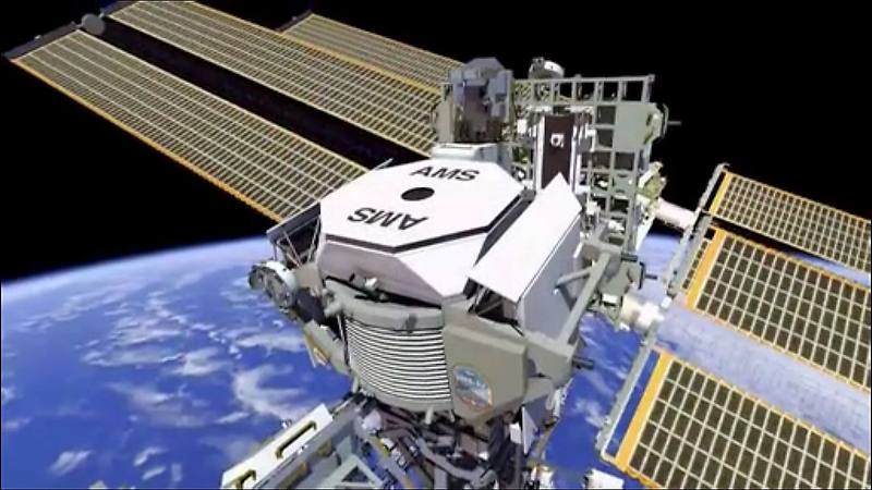 Anti-Matter Spectrometer (AMS) experiment,installed on the ...